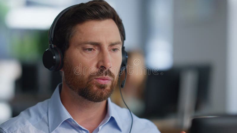 Technical Service Specialist Talking in Headset Solving Issues in ...