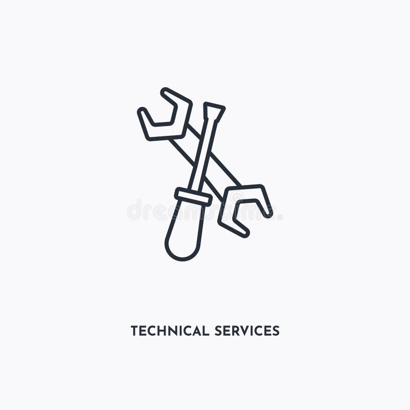 Technical Services, Computer Repair, Support. Flat Line Art Styl Stock ...