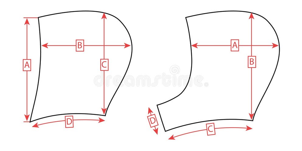 Technical Sketch of a Hood with Size Chart Stock Vector - Illustration ...