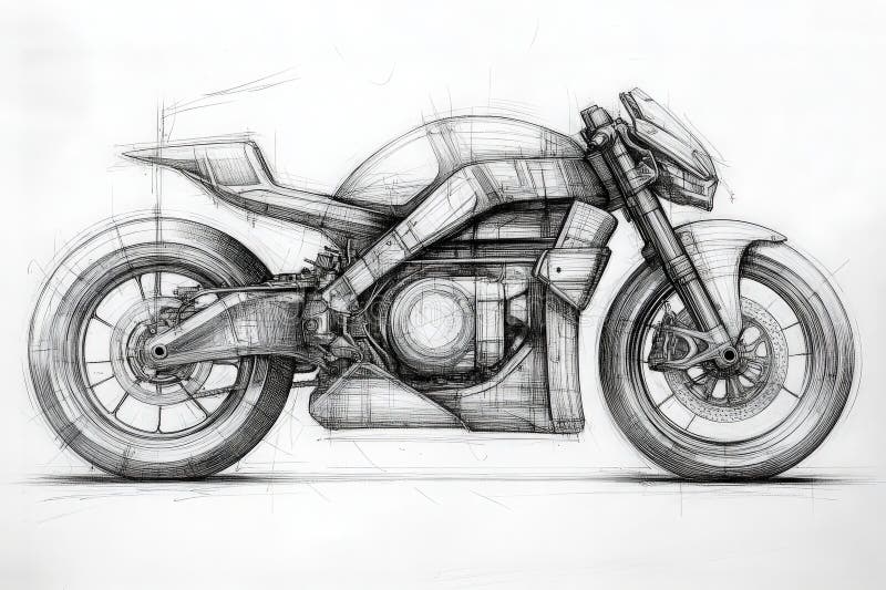 Sketch of a Motorcycle Isolated Stock Illustration - Illustration of ...