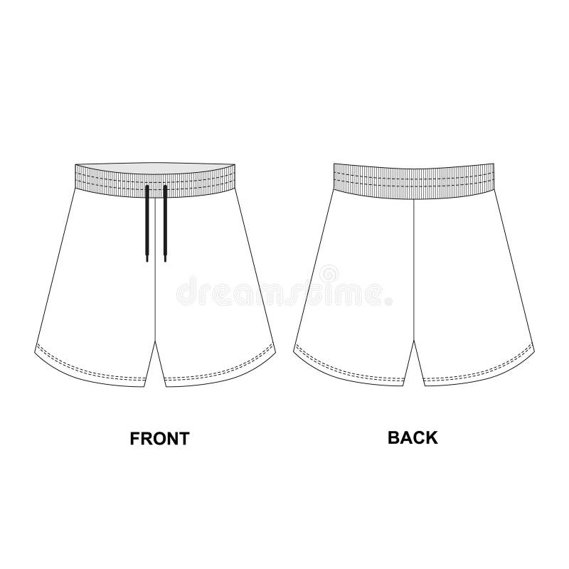 Technical Sketch of Short Shorts with Elastic Band and Drawstring ...