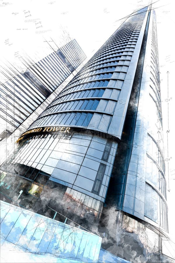 Technical sketch of tower stock image. Image of steel - 132820671