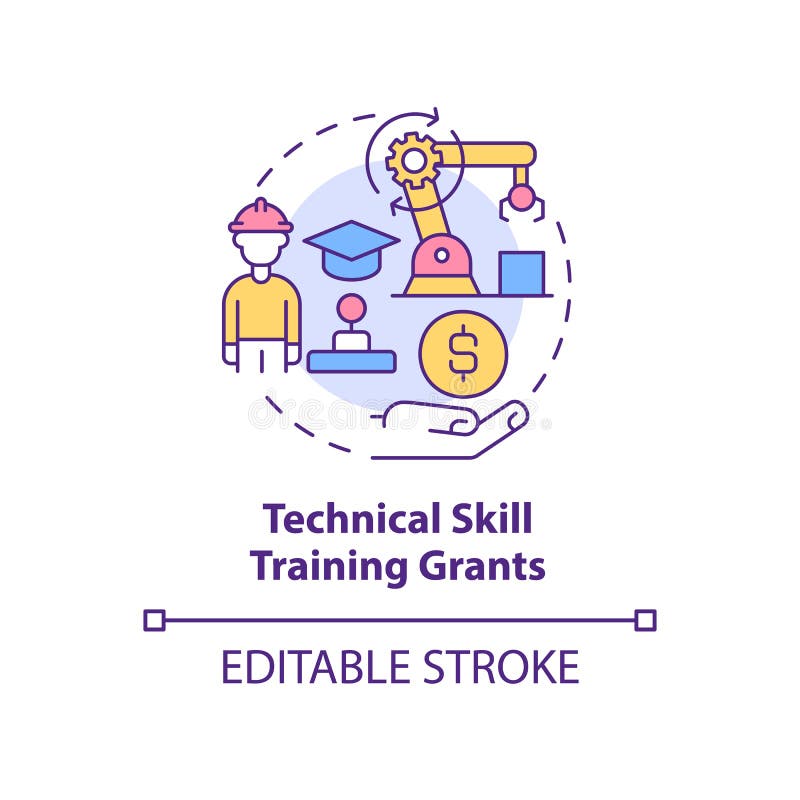 Technical Skill Training Grants Concept Icon Stock Vector ...