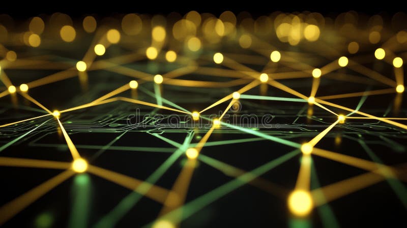 Technical Structure and Connectivity Concept. Green and Yellow Digital ...