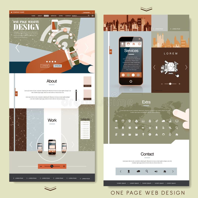 Technical Style One Page Website Template Design Stock Illustration ...