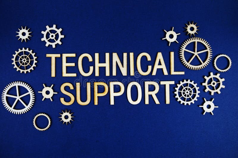 Technical Support Alphabet Letters with Gears Element on Navy Blue ...