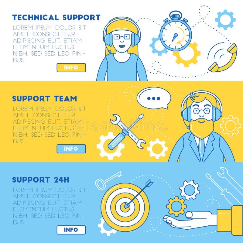 Technical support banners. stock vector. Illustration of department ...