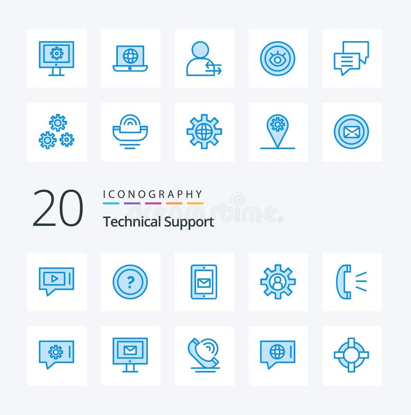 20 Technical Support Blue Color Icon Pack Like Answer Service Support ...