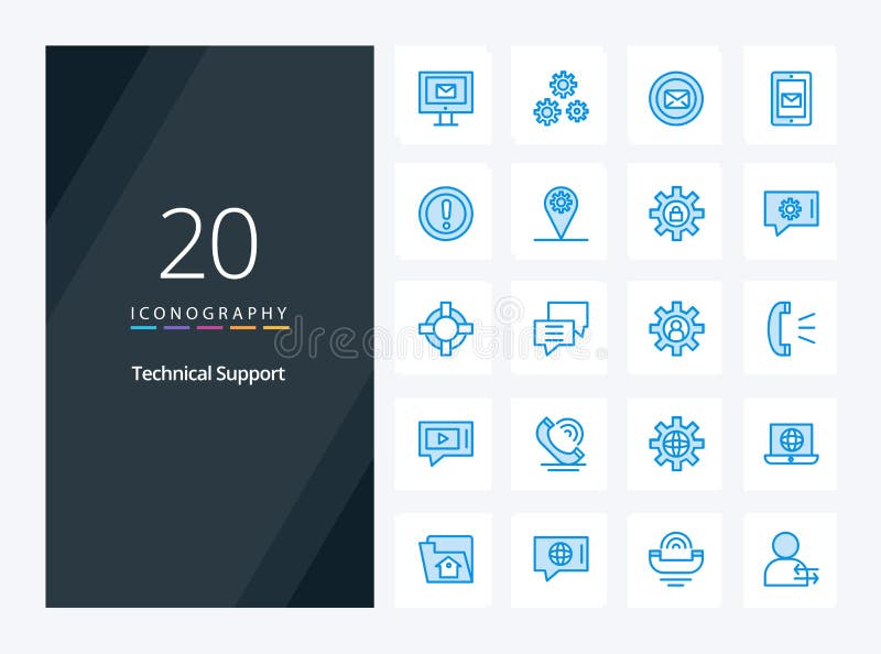 20 Technical Support Blue Color Icon for Presentation Stock Vector ...
