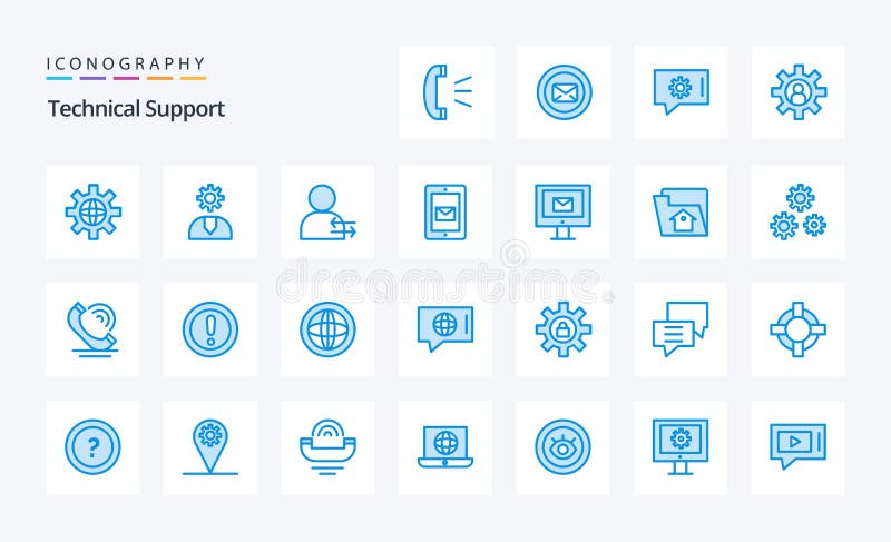 25 Technical Support Blue Icon Pack Stock Vector - Illustration of chat ...