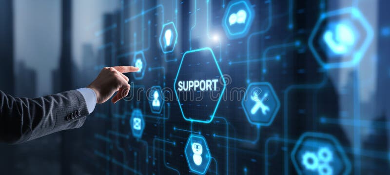 Technical Support Business Technology Internet Concept. Icon on Virtual ...