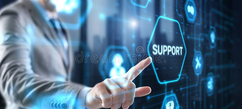 Technical Support Business Technology Internet Concept. Icon on Virtual ...