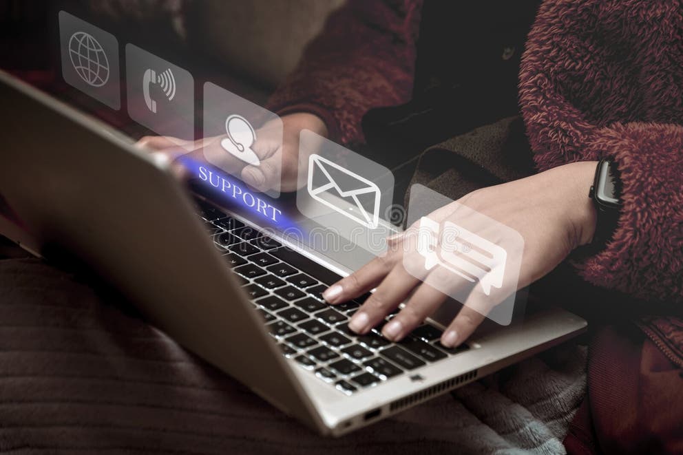 Technical Support Center Customer Service Internet Business Technology Concept. Closeup of Hands ...