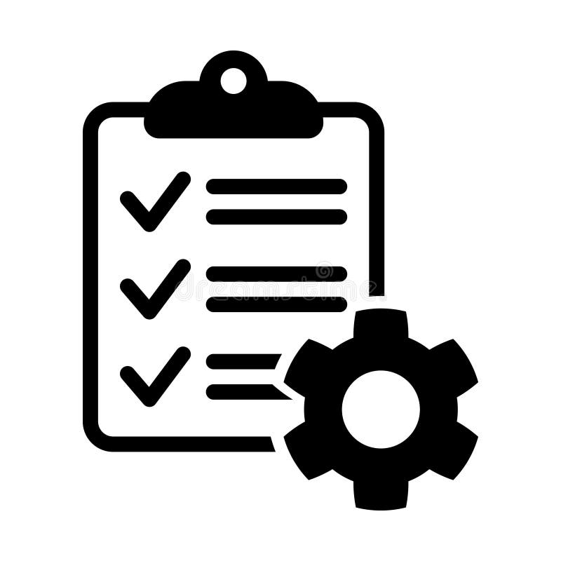 Technical Support Check List Icon. Clipboard with Gear Isolated Icon ...