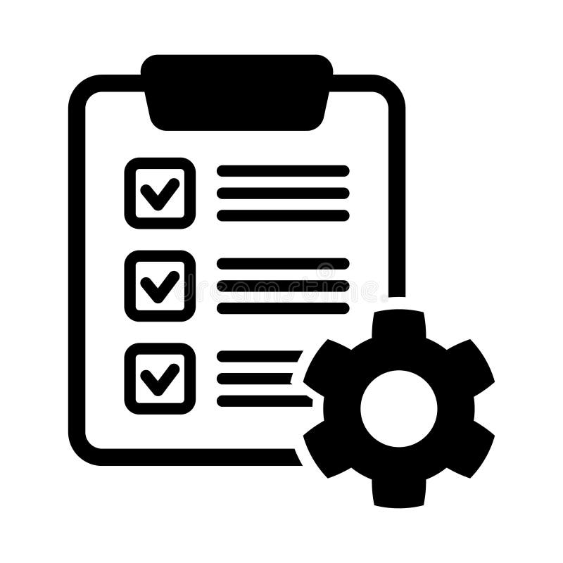 Technical Support Check List Icon. Clipboard with Gear Isolated Icon ...