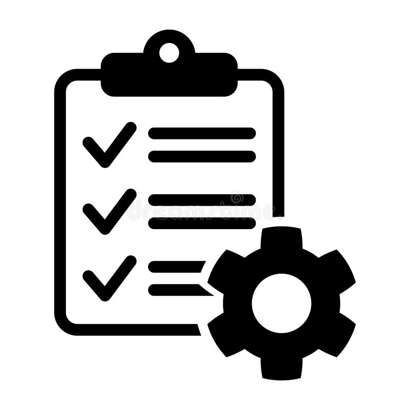 Technical Support Check List Icon. Clipboard with Gear Isolated Icon ...