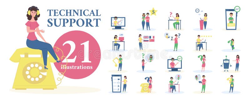 Technical Support Composition Set Stock Vector - Illustration of ...