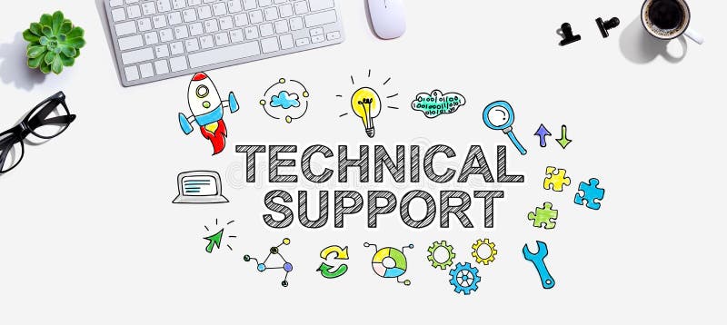 Technical Support with a Computer Keyboard Stock Illustration ...