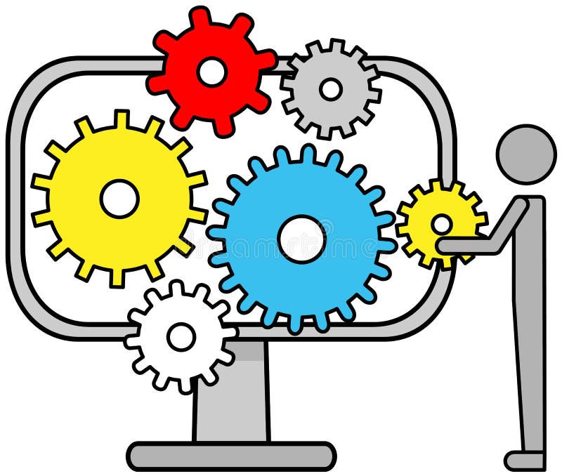 Technical Support, Computer Service Concept. Gear Icons on Monitor ... Technical Support, Computer Service Concept. Gear Icons on Monitor ...