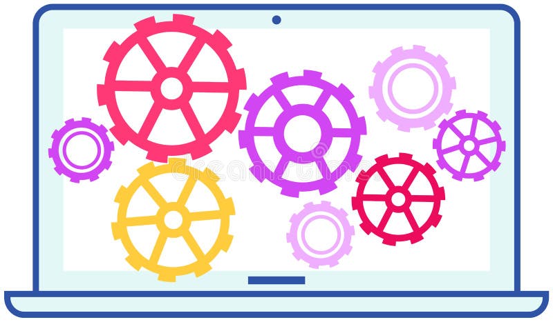 Technical Support Computer Service Concept. Gear Icons on Screen ... Technical Support Computer Service Concept. Gear Icons on Screen ...