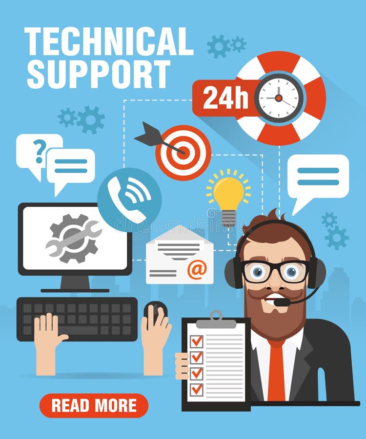 Technical Support Concept Design Flat with Online Consultant Stock ...