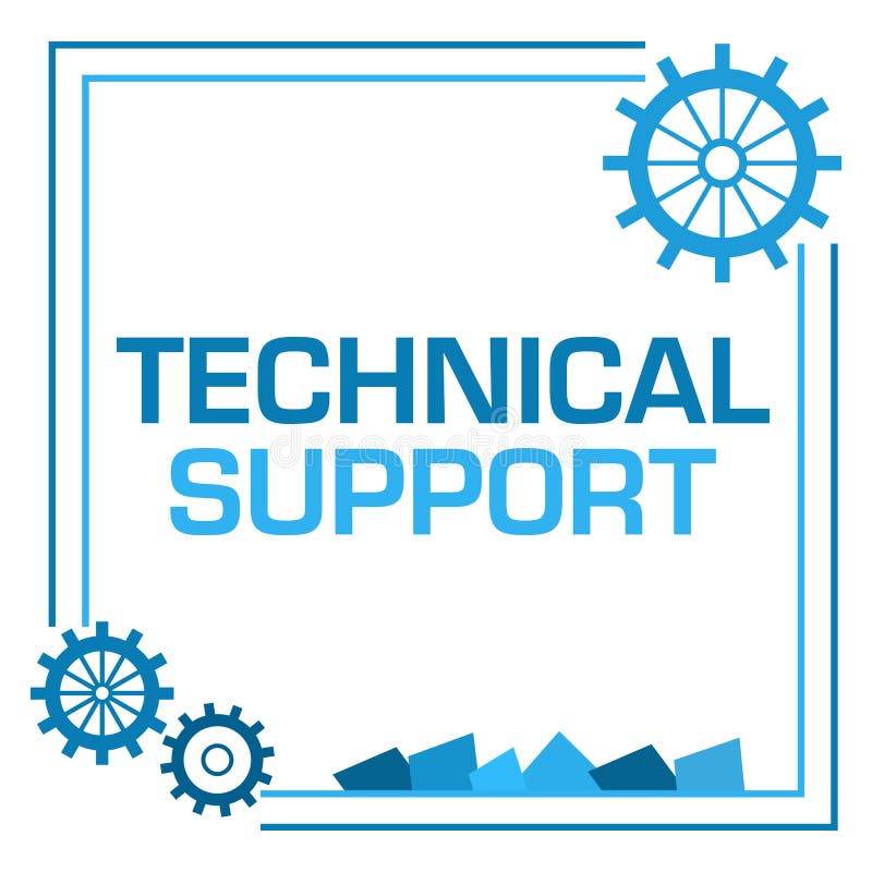 Technical Support Blue Borders Gears Corner Squares Stock Illustration ...
