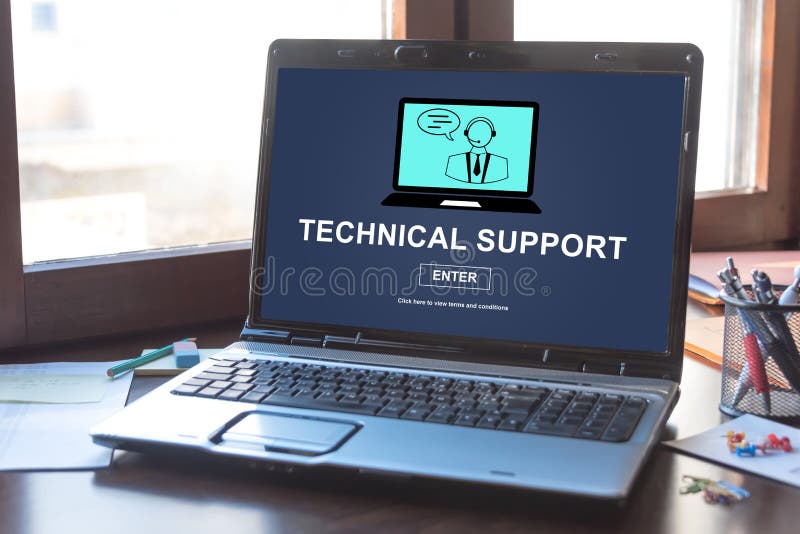 Technical Support Concept on a Laptop Screen Stock Photo - Image of ...