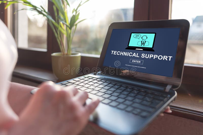 Technical Support Concept on a Laptop Screen Stock Photo - Image of ...