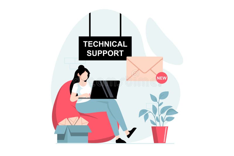 Technical Support Concept with People Scene in Flat Cartoon Design ...