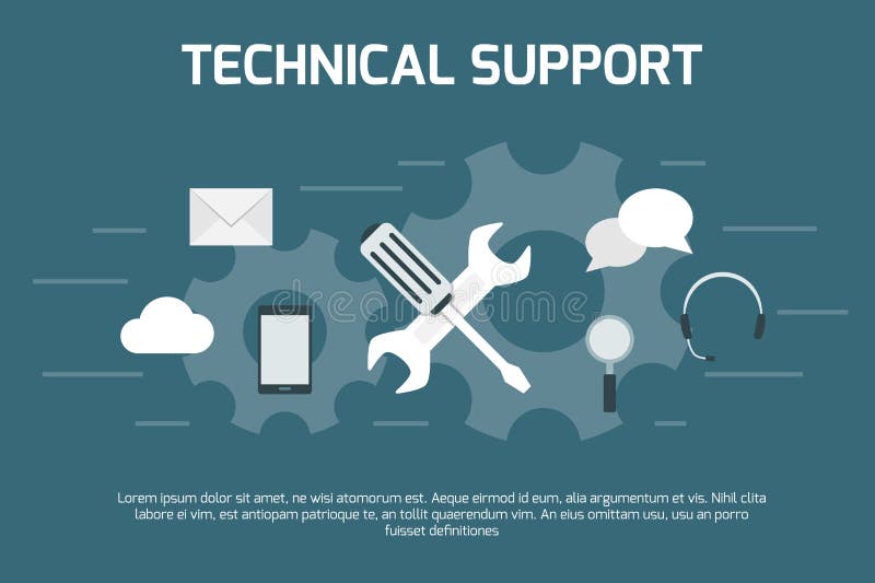 Technical Support Concept for Web Banner Stock Vector - Illustration of ...