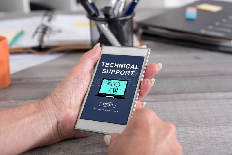Technical Support Concept on a Smartphone Stock Photo - Image of ...