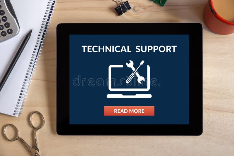 Technical Support Concept on Laptop Computer Screen Stock Photo - Image ...