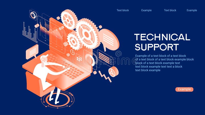 Technical Support Concept for Web Banner Stock Vector - Illustration of ...