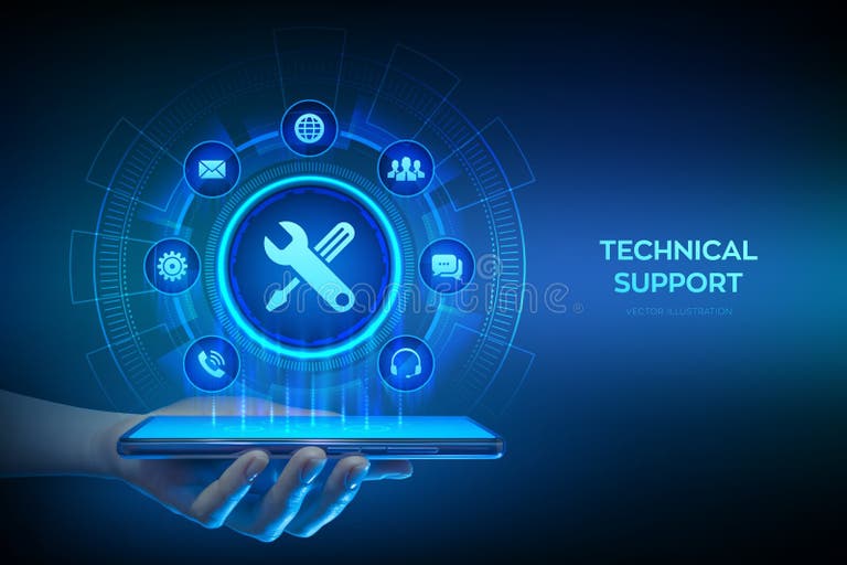 Technical Support. Customer Help. Tech Support Application Interface on ...