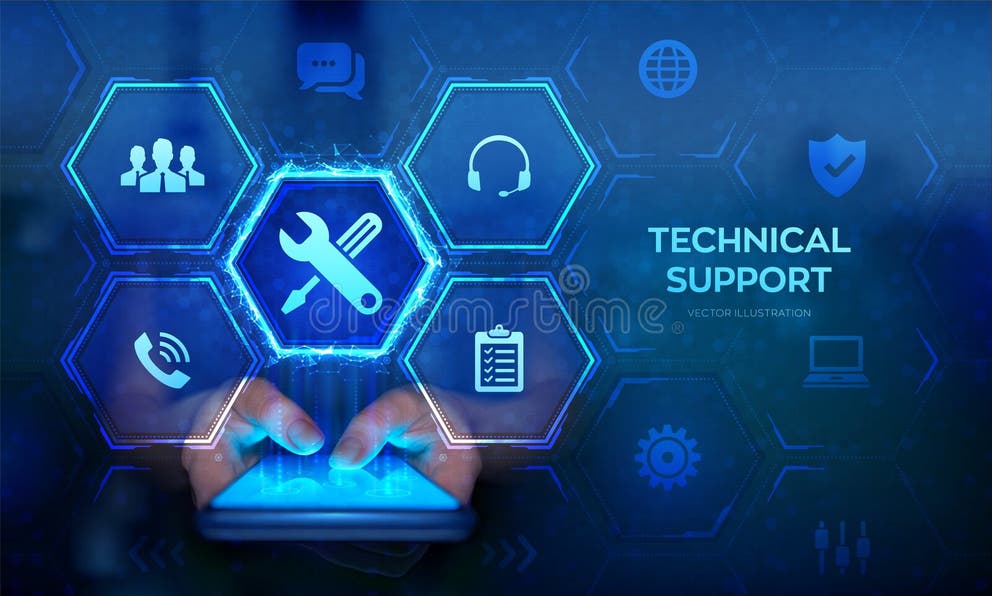 Technical Support. Customer Help. Tech Support Application Interface on ...