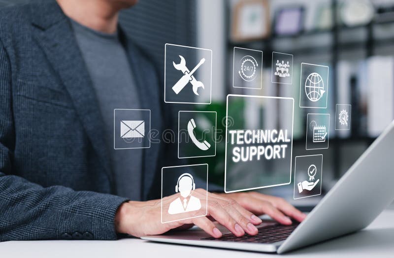 Technical Support and Customer Service Concept. Digital Icon Representing Technical Support ...