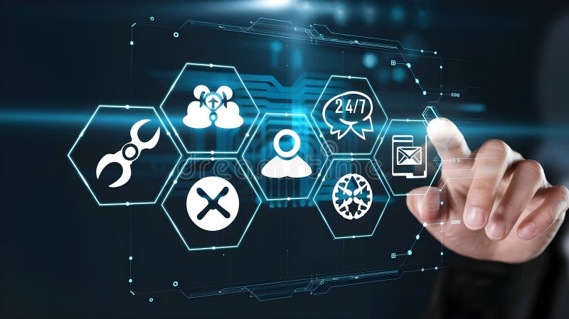 Technical Support and Customer Service Concept. Icon of Tools, with ...