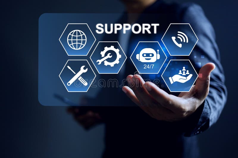 Technical Support and Customer Service Concept with Officer Ready To ...