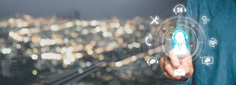 Technical Support Customer Service Concept, Person Hand Touching VR ...