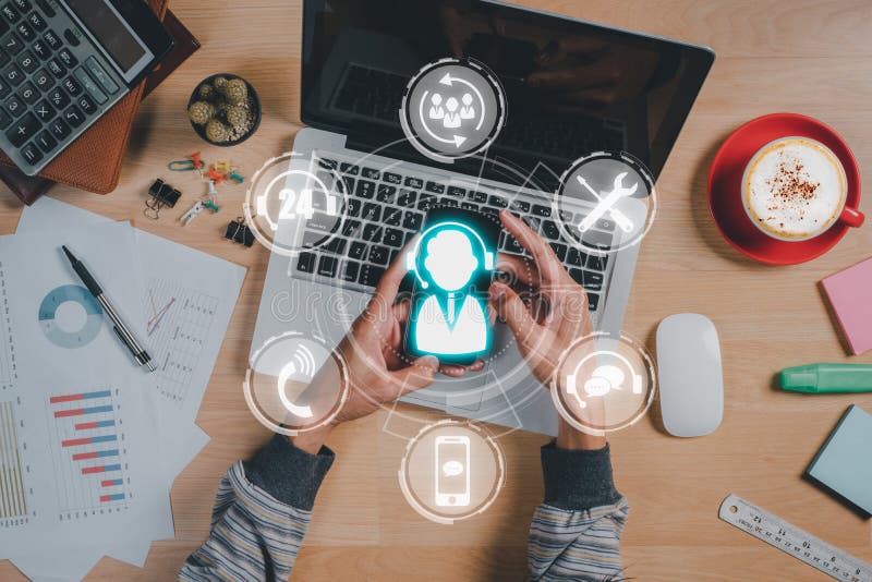 Technical Support Customer Service Concept, Person Hand Using Smart ...