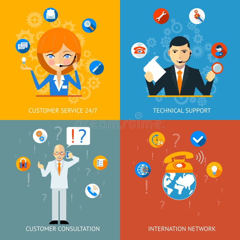 Technical Support and Customer Service Icons Stock Vector ...