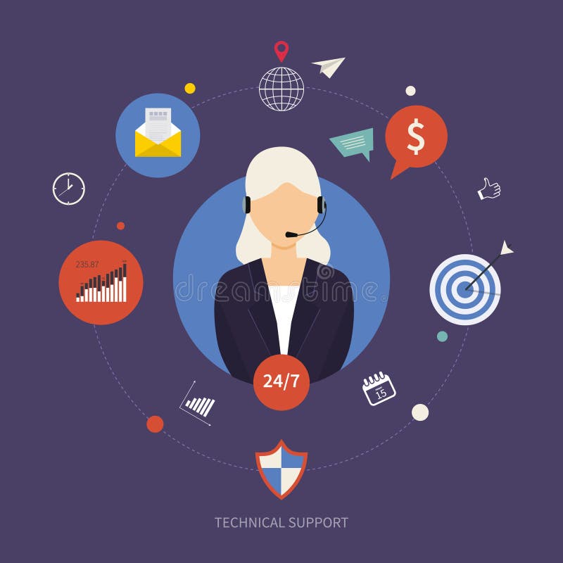 Technical Support and Data-clock Protection Flat Stock Vector ...