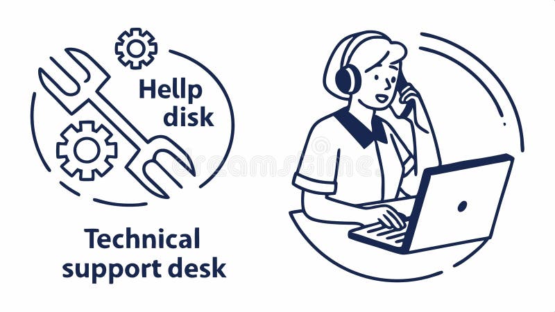 Technical Support Desk, Customer Service and Help Icon Vector Design ...