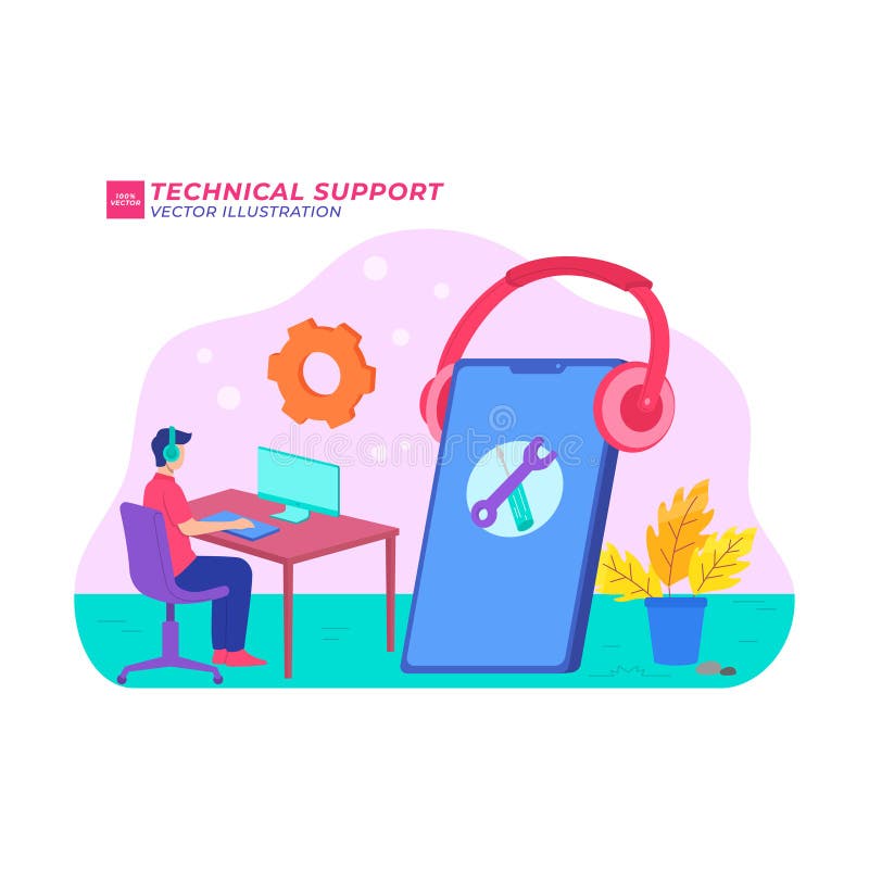 Technical Support Flat Illustration Graphic Stock Vector - Illustration ...