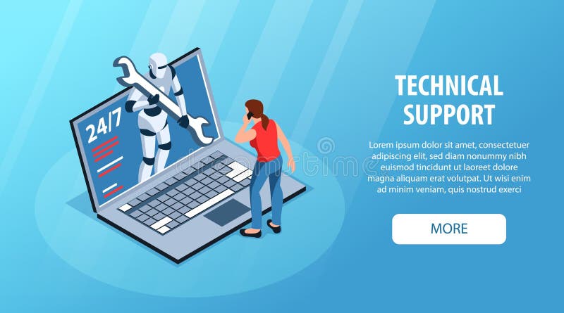 Technical Support Horizontal Banner Stock Vector - Illustration of user ...