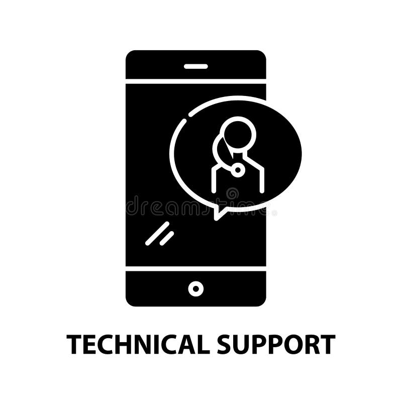 Technical Support Icon, Black Vector Sign with Editable Strokes ...