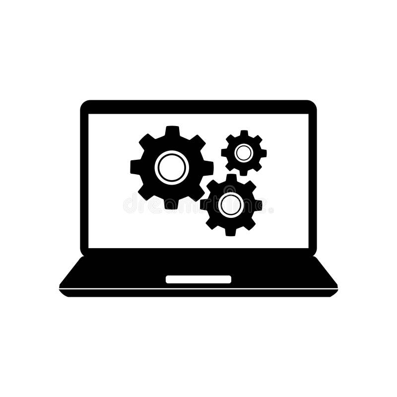 Technical Support Icon. Computer Service. Gears Screen Laptop Stock ...
