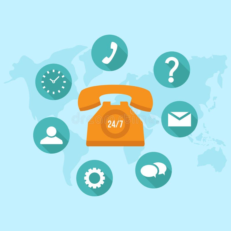 Technical Support with Icon, Flat Design Stock Vector - Illustration of ...