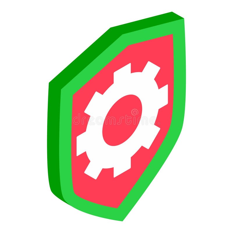 Technical Support Icon Isometric Vector. Symbolic Shield with Gear ...