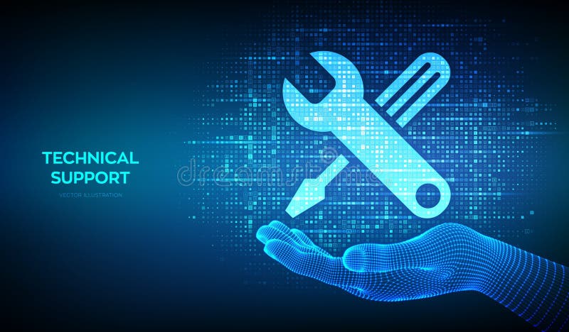 MES Icon in Wireframe Hand. Manufacturing Execution System. Business ...